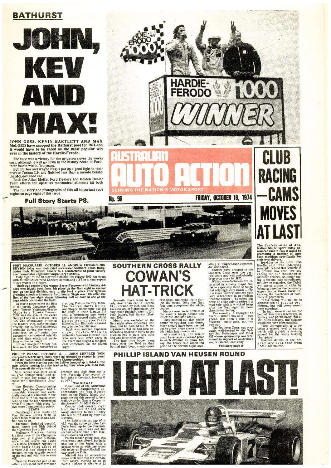 Hardie-Ferodo 1000 1974: The Goss-Bartlett-Falcon Tear Jerker - Auto Action